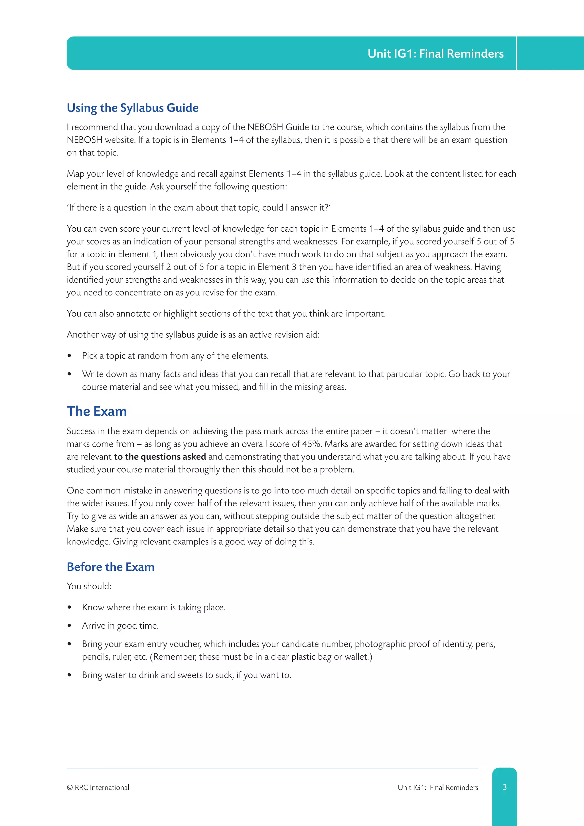 NEBOSH Unit IG1 | PDF