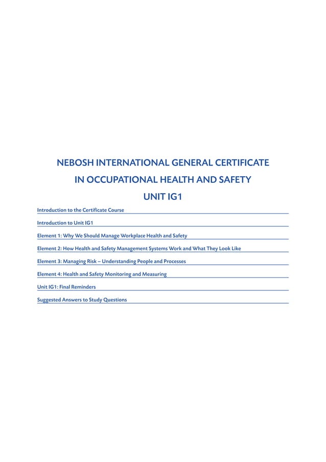 NEBOSH Unit IG1 | PDF | Medical Health