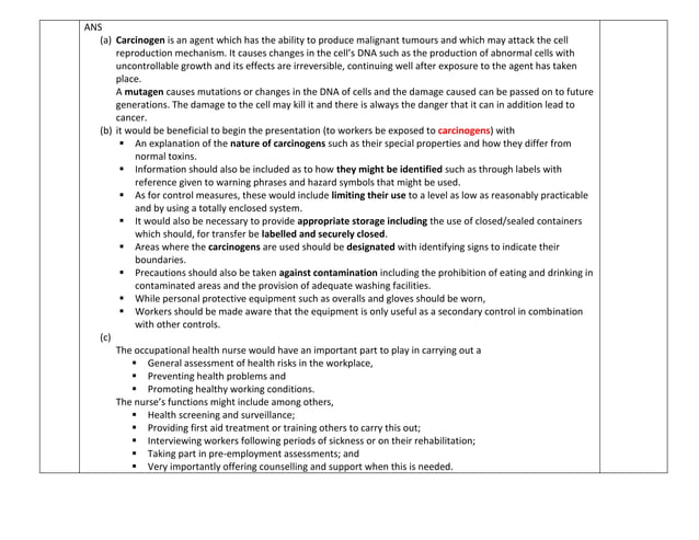 Nebosh unit ib questions ans matrix | PDF | Cancer | Diseases and ...