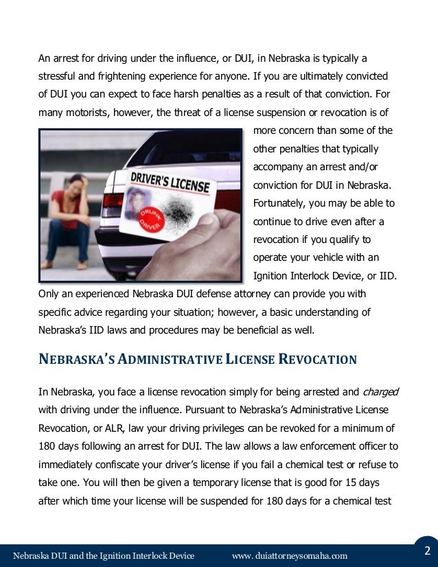 Nebraska Dui And The Ignition Interlock Device