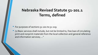 NCompass Live: Nebraska Public Library Laws: Chapter 51 and Beyond | PPTX
