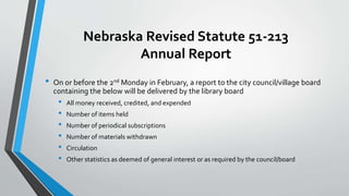 NCompass Live: Nebraska Public Library Laws: Chapter 51 and Beyond | PPTX