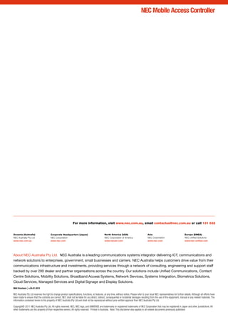 Nec mobile-access-controller-brochure | PDF | Operating Systems ...