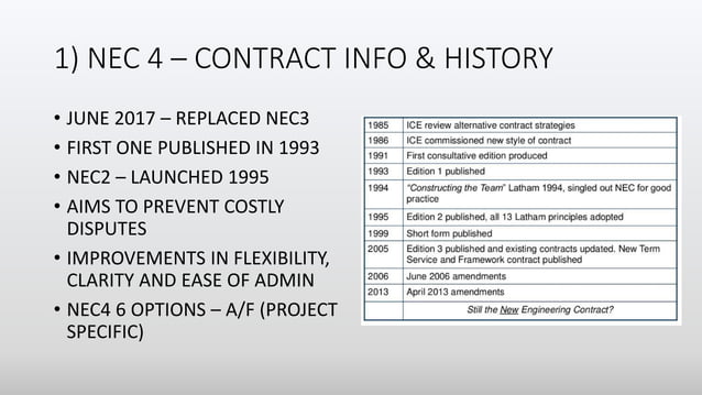 NEC - Powerpoint introduction to the contract | PPTX | Business | Business and Finance