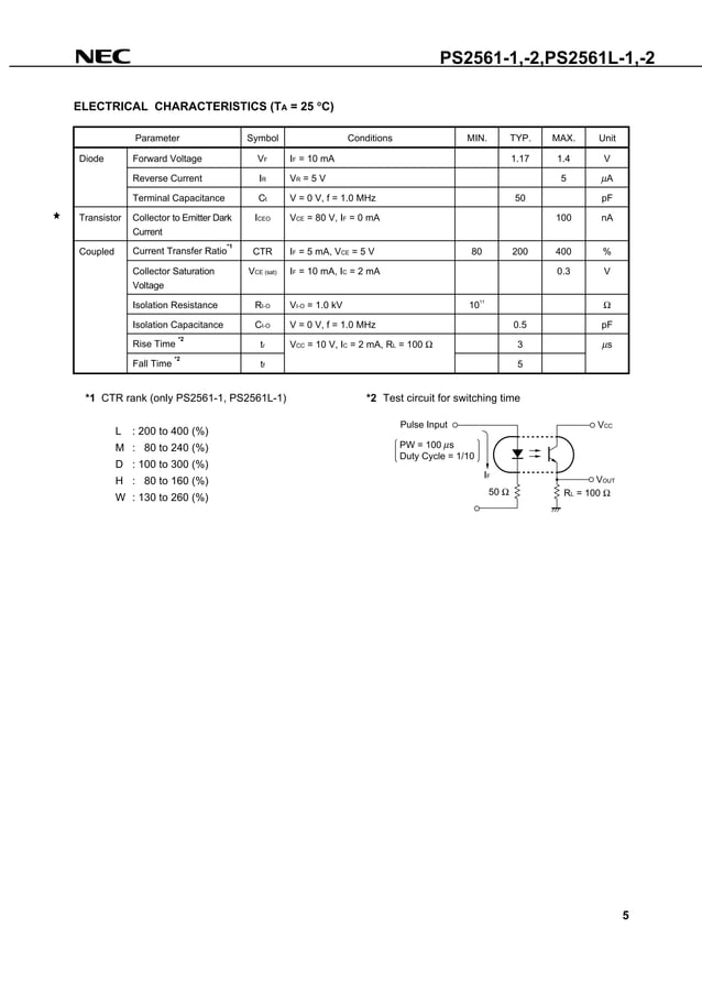 Original Opto NEC2561 PS2561 2561 DIP-4 New | PDF