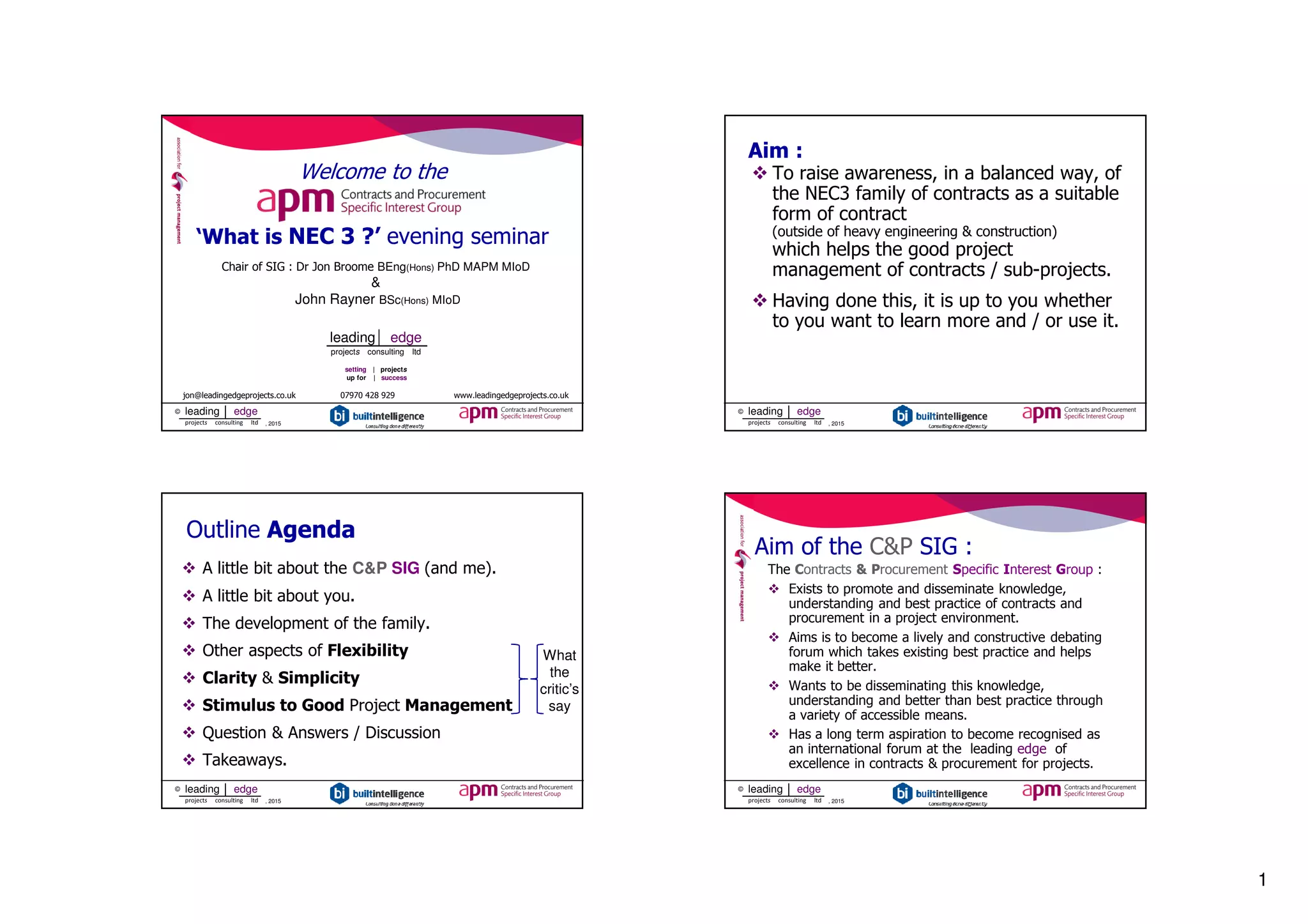 What is NEC3? by Dr Jon Broome, with industry examples by John Rayner ...