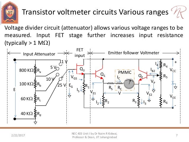 Electronic DC Voltmeter using PMMC