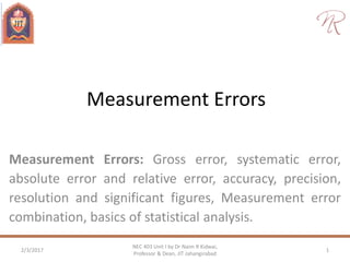 Measurement errors, Statistical Analysis, Uncertainty | PPT