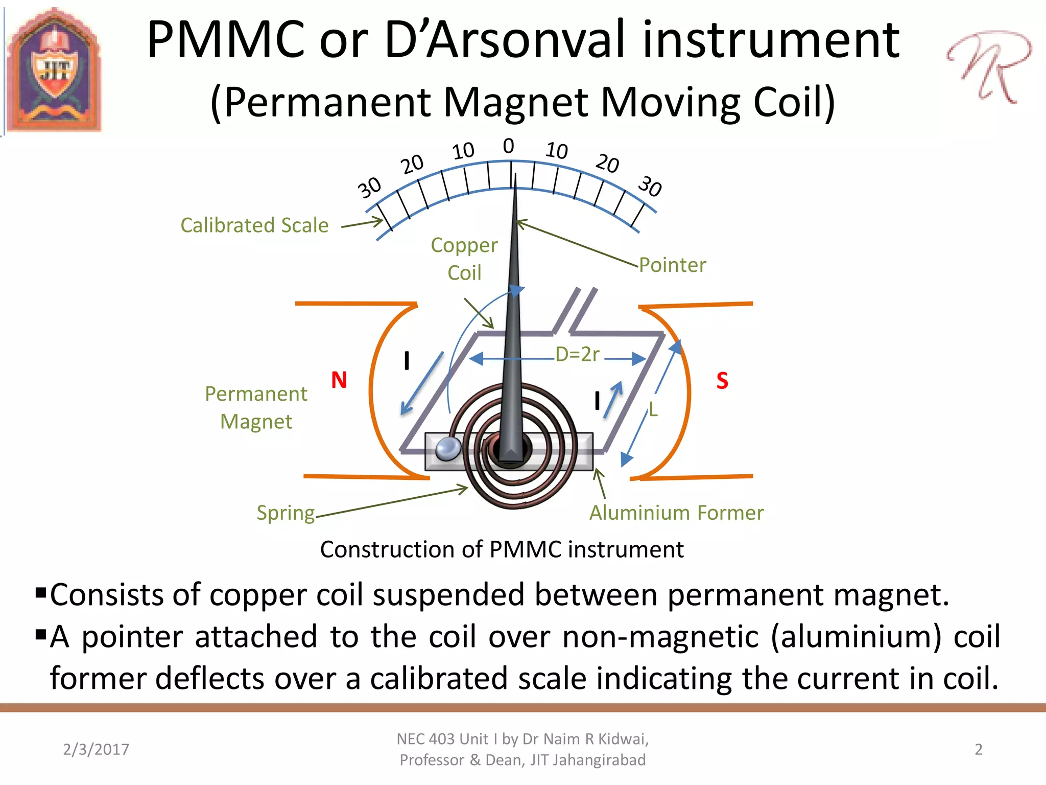 PMMC instruments, Galvanometer, DC Voltmeter, DC Ammeter | PDF