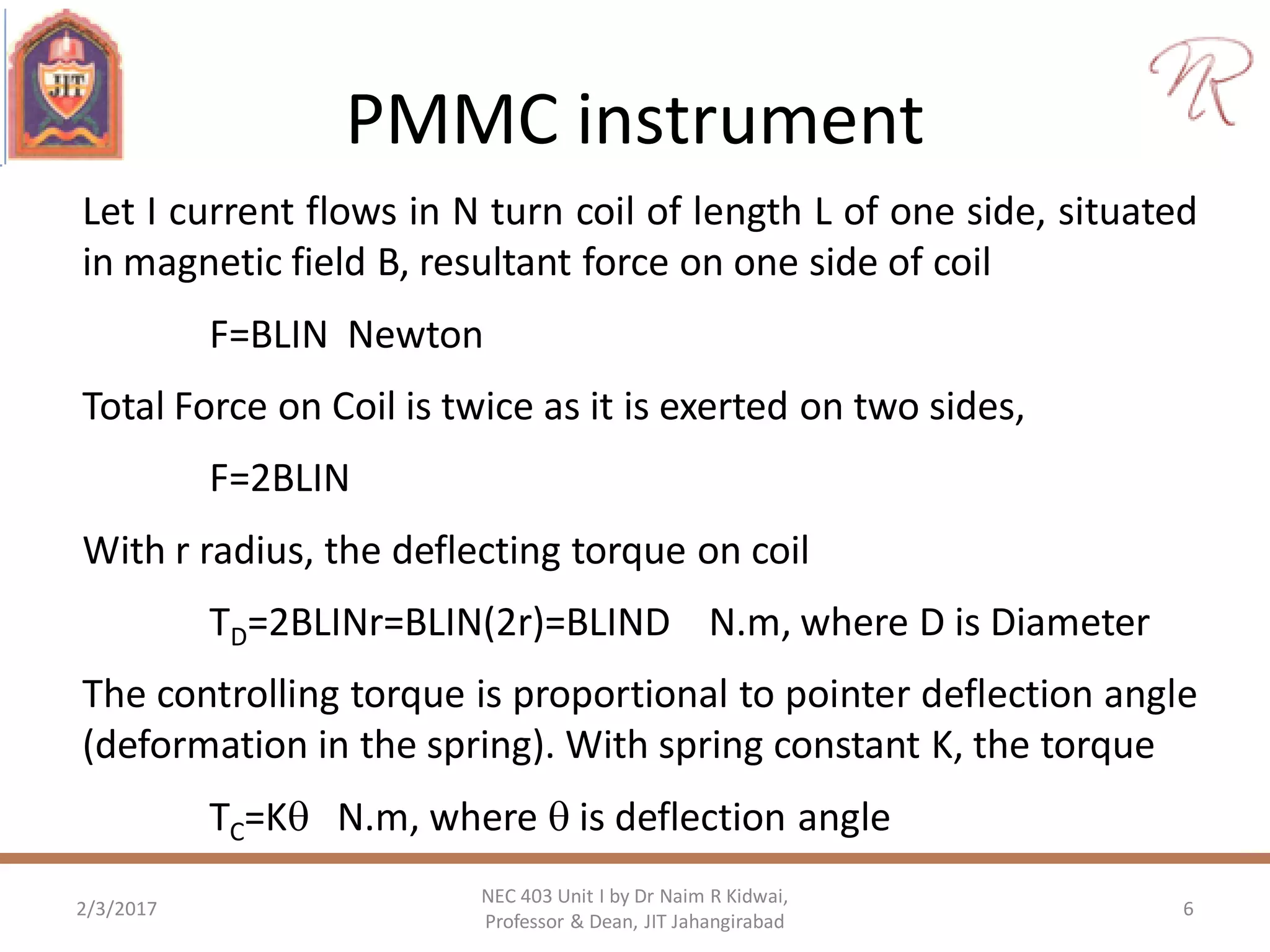 PMMC instruments, Galvanometer, DC Voltmeter, DC Ammeter | PDF