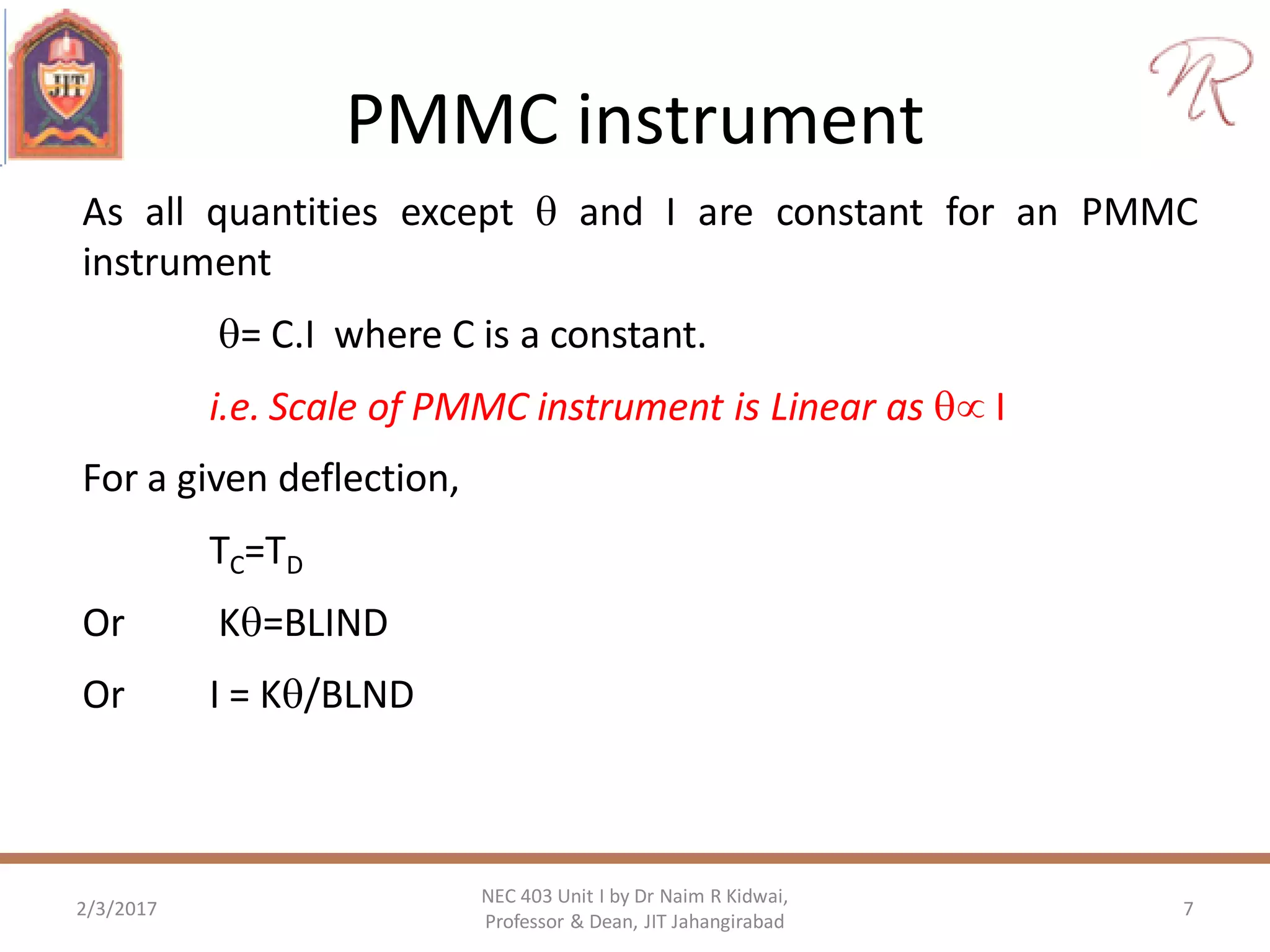 PMMC instruments, Galvanometer, DC Voltmeter, DC Ammeter | PDF