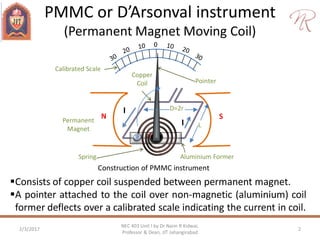 PMMC instruments, Galvanometer, DC Voltmeter, DC Ammeter | PDF