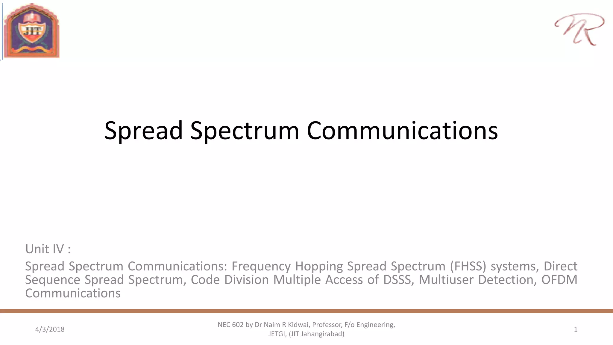 spread spectrum communication | PDF | Digital Audio | Computer Software and Applications