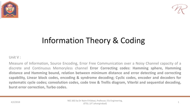 Error Control Coding Ppt 7815
