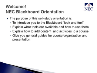 NEC Blackboard Welcome | PPTX