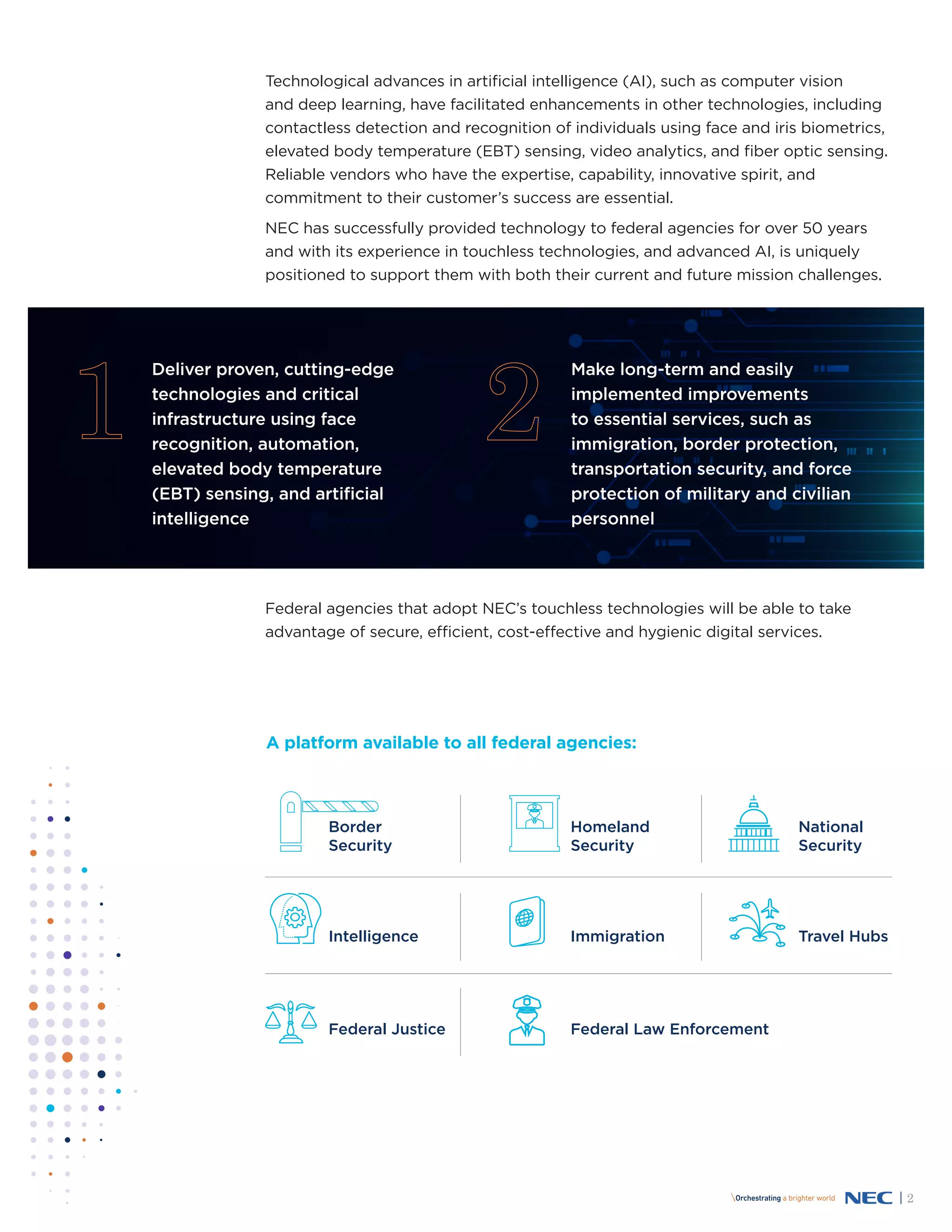 NEC Digital Platform - Touchless Technologies for Federal Agencies | PDF