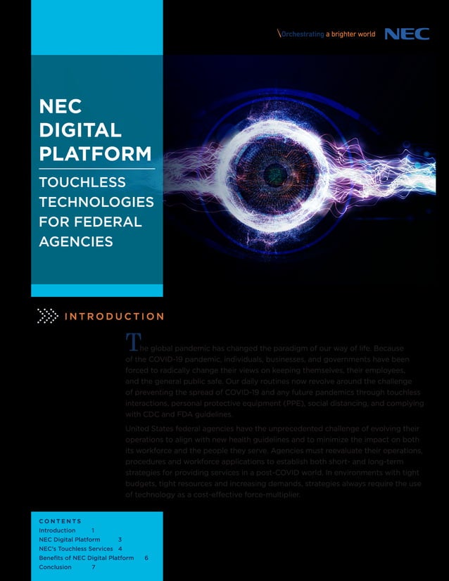 NEC Digital Platform - Touchless Technologies for Federal Agencies | PDF | Technology Industry ...