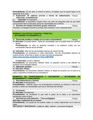 Necesidades basicas de la famila 4 | DOCX