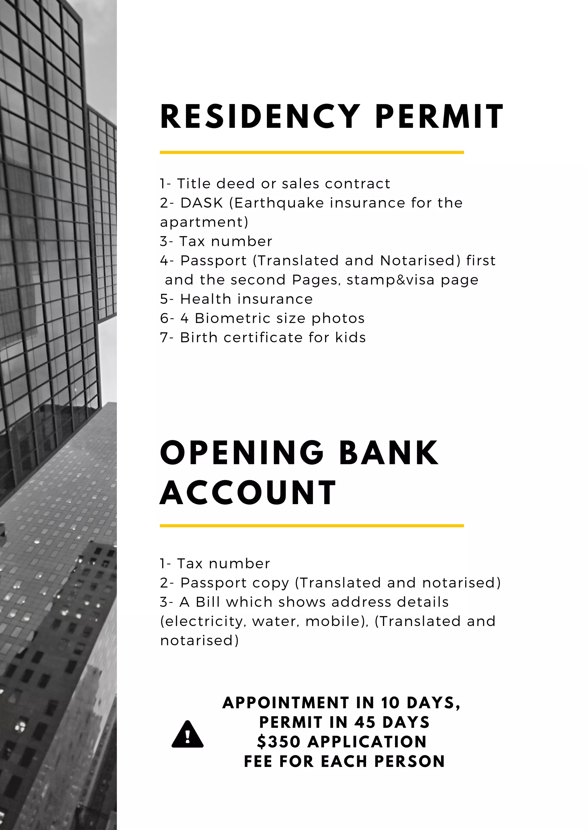Necessary Documents for Residency Permit and Opening Bank Account | PDF
