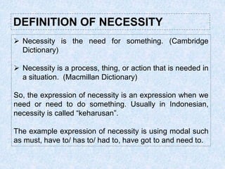necessity : should, have to, has to, must | PDF