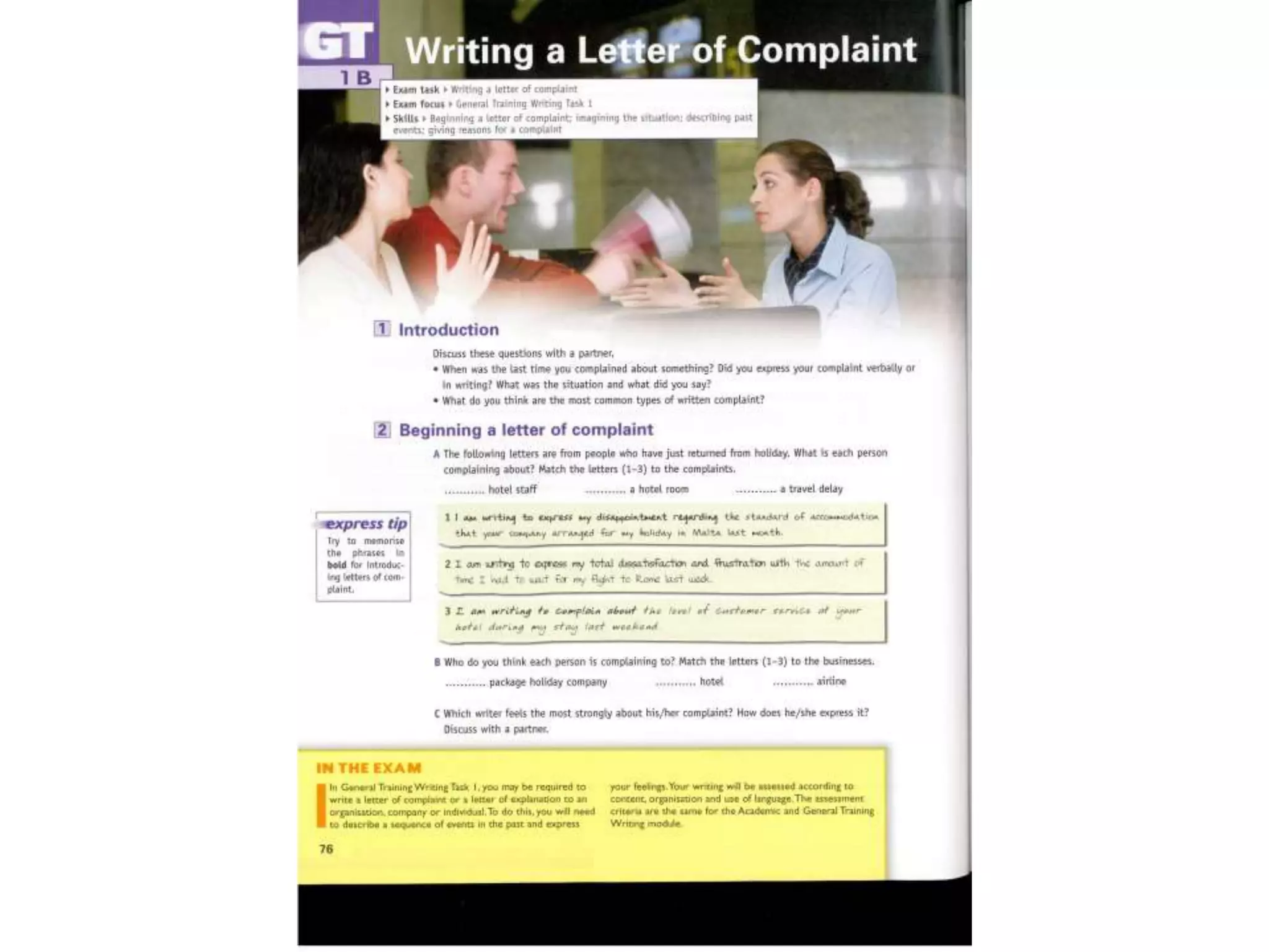 Nec gt writing task 1 letter of complaint and task 2 | PPTX