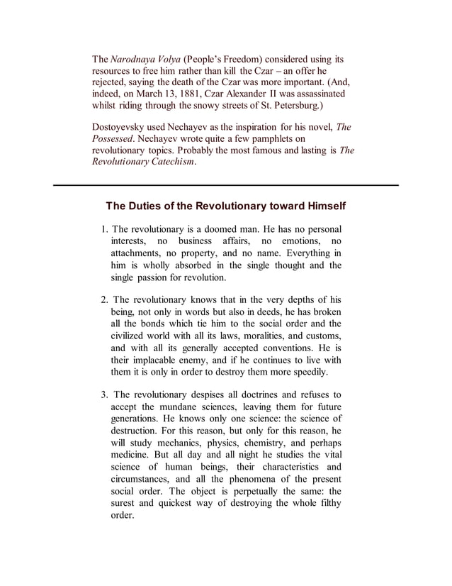 Nechayev revolutionary catechism | PDF