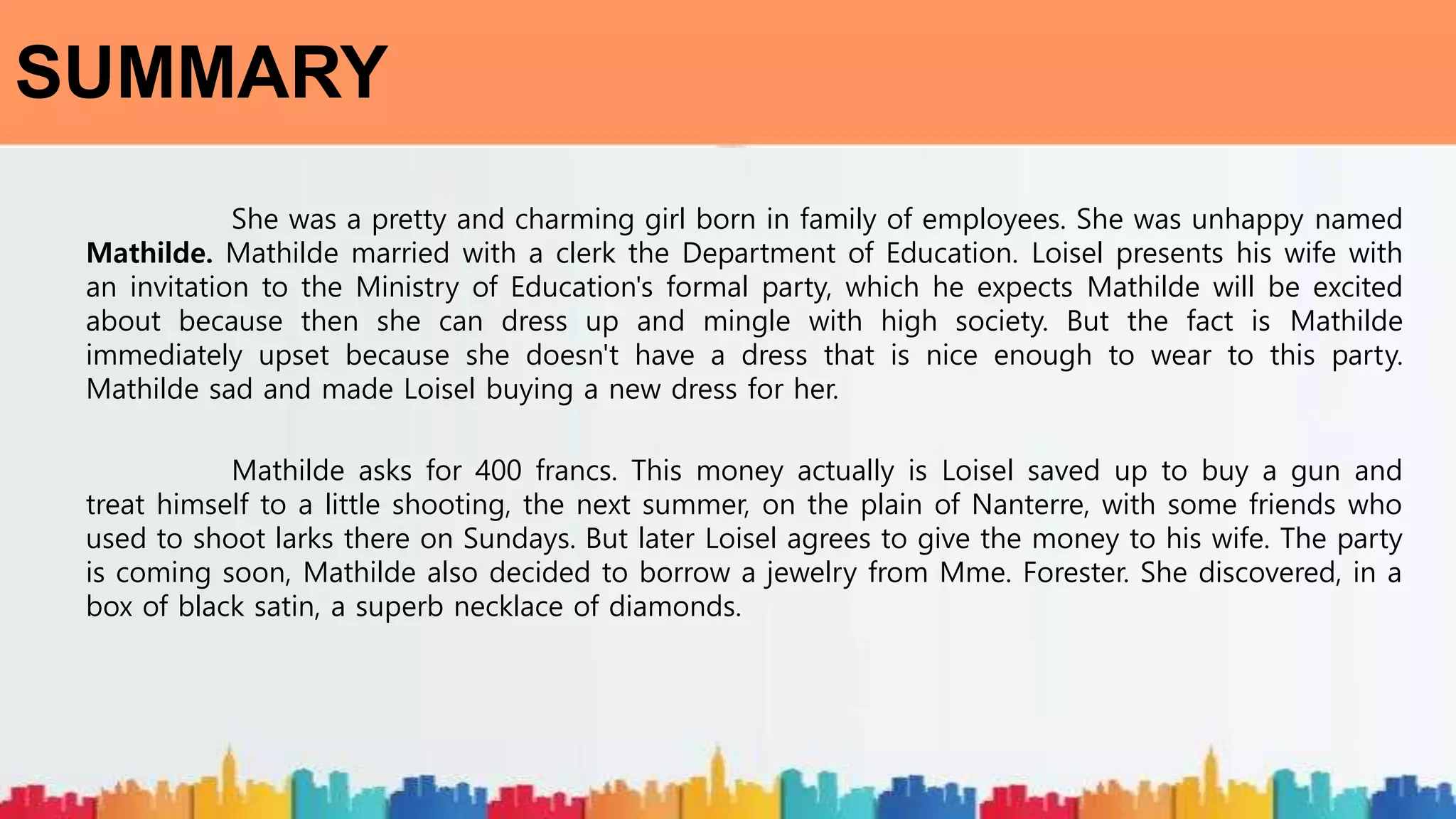 The Necklace and Elements Of Fiction | PPTX