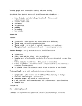 Neck lump examination short case | DOCX