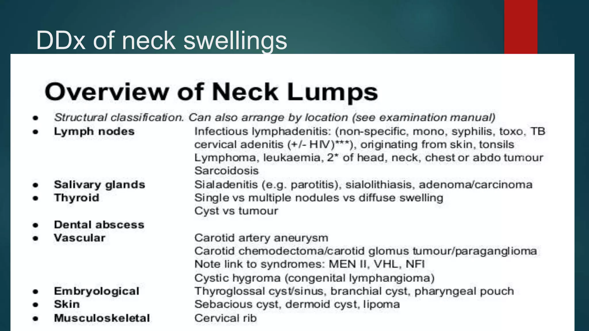Neck mass differential diagnosis | PPTX
