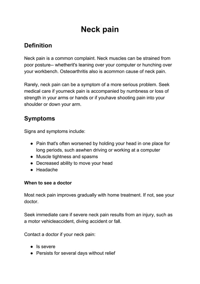 Neck pain | PDF