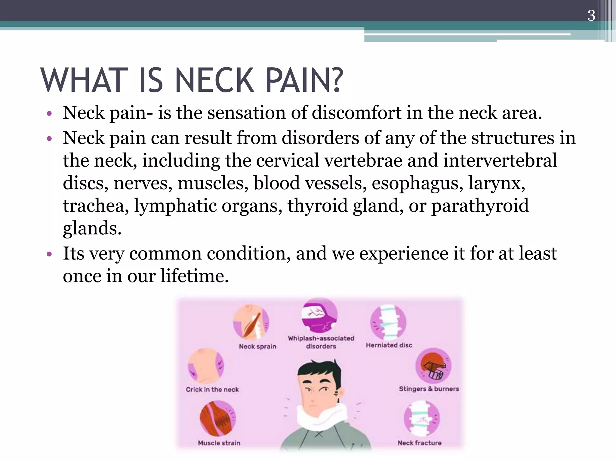 Neck pain- cause, tests, risk factors, treatment | PPTX