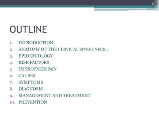 Neck pain- cause, tests, risk factors, treatment | PPTX