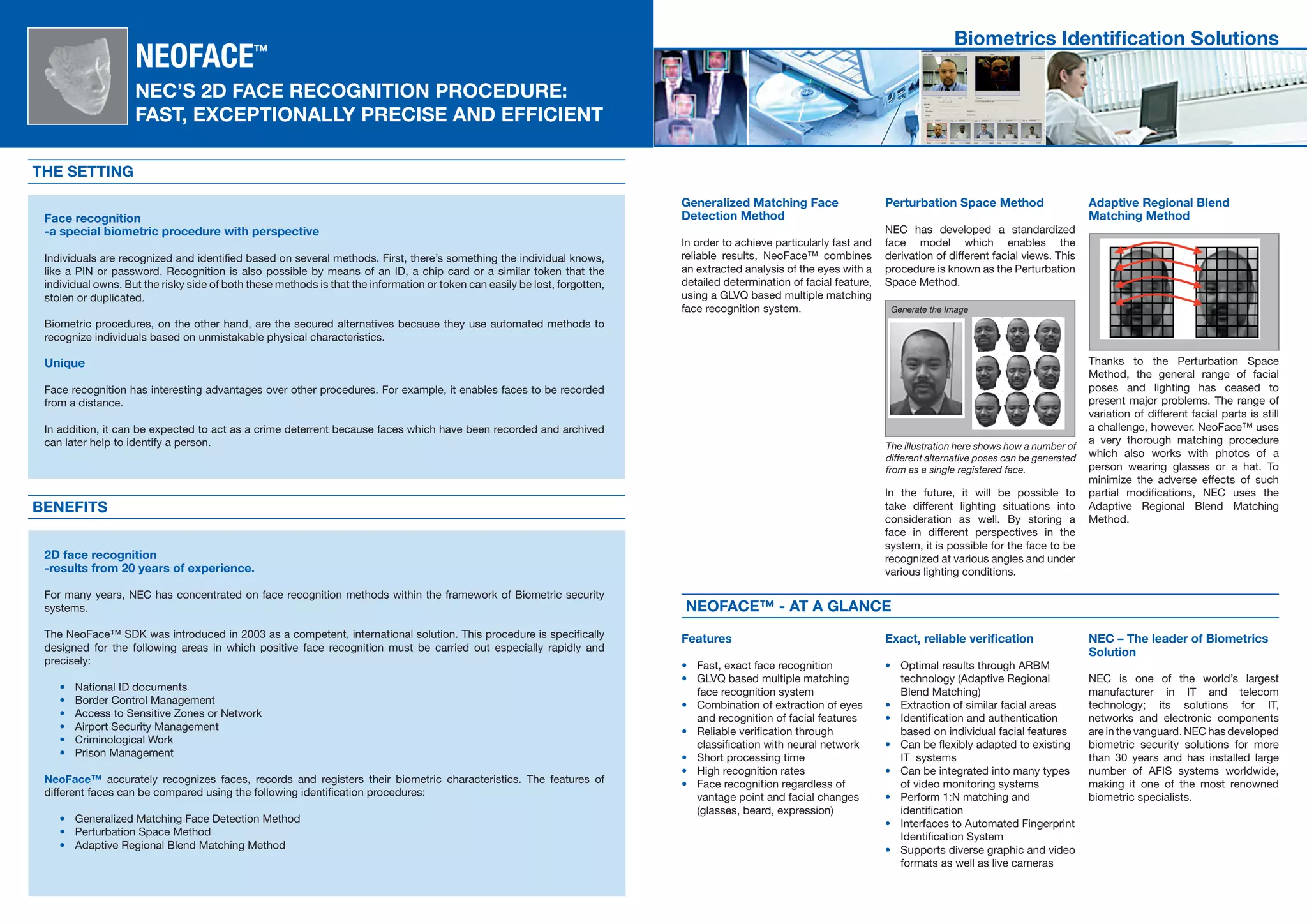 NEC NEOFACE- Biometric Face Recognition System | PDF
