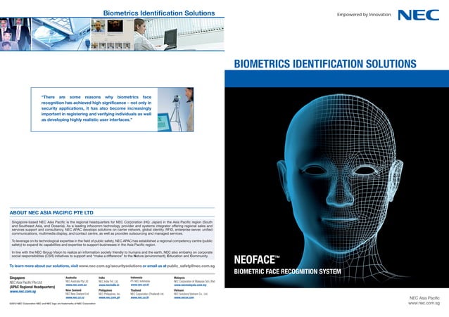 NEC NEOFACE- Biometric Face Recognition System | PPT