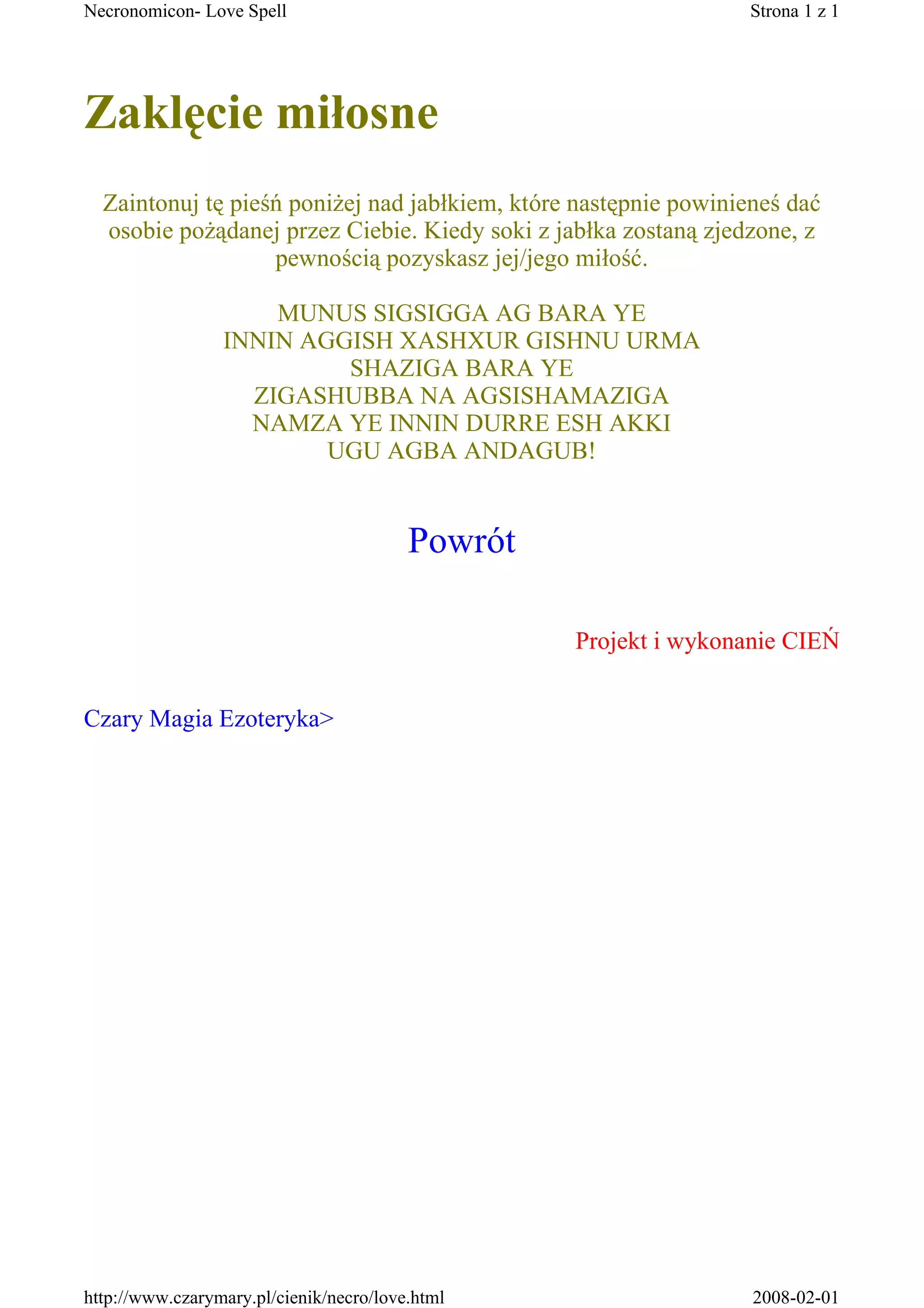 Necronomikon Zaklecie Milosci[1] | PDF