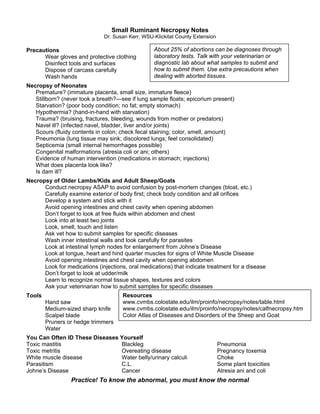 Necropsy notes | PDF