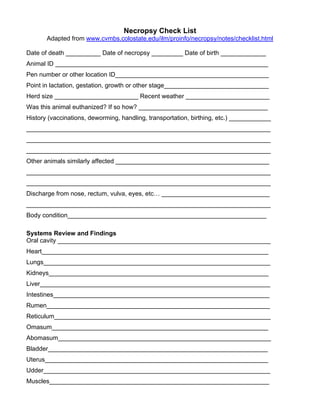Necropsy notes | PDF