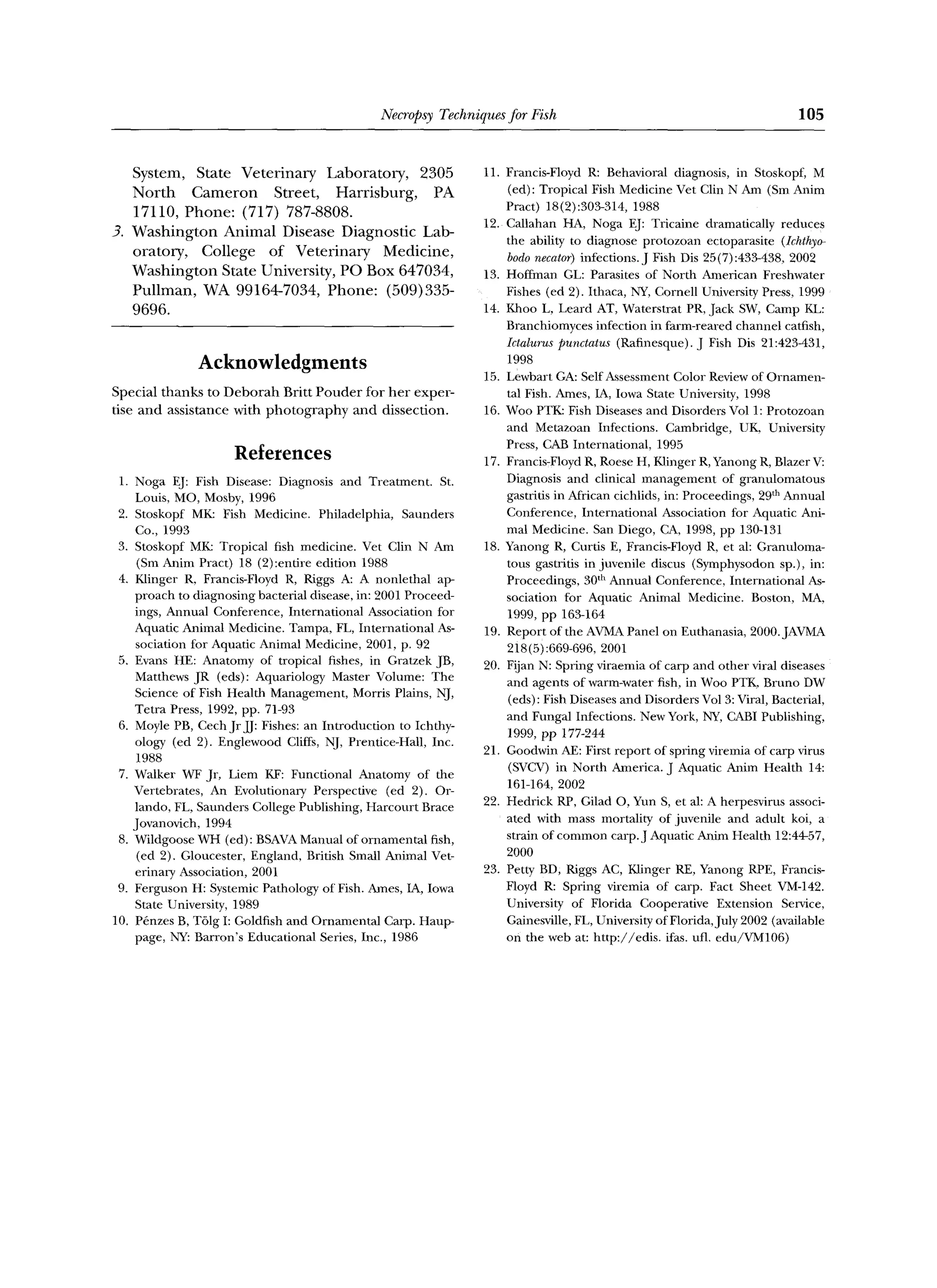 Necropsy techniques for fish roy p.e. yanong | PDF