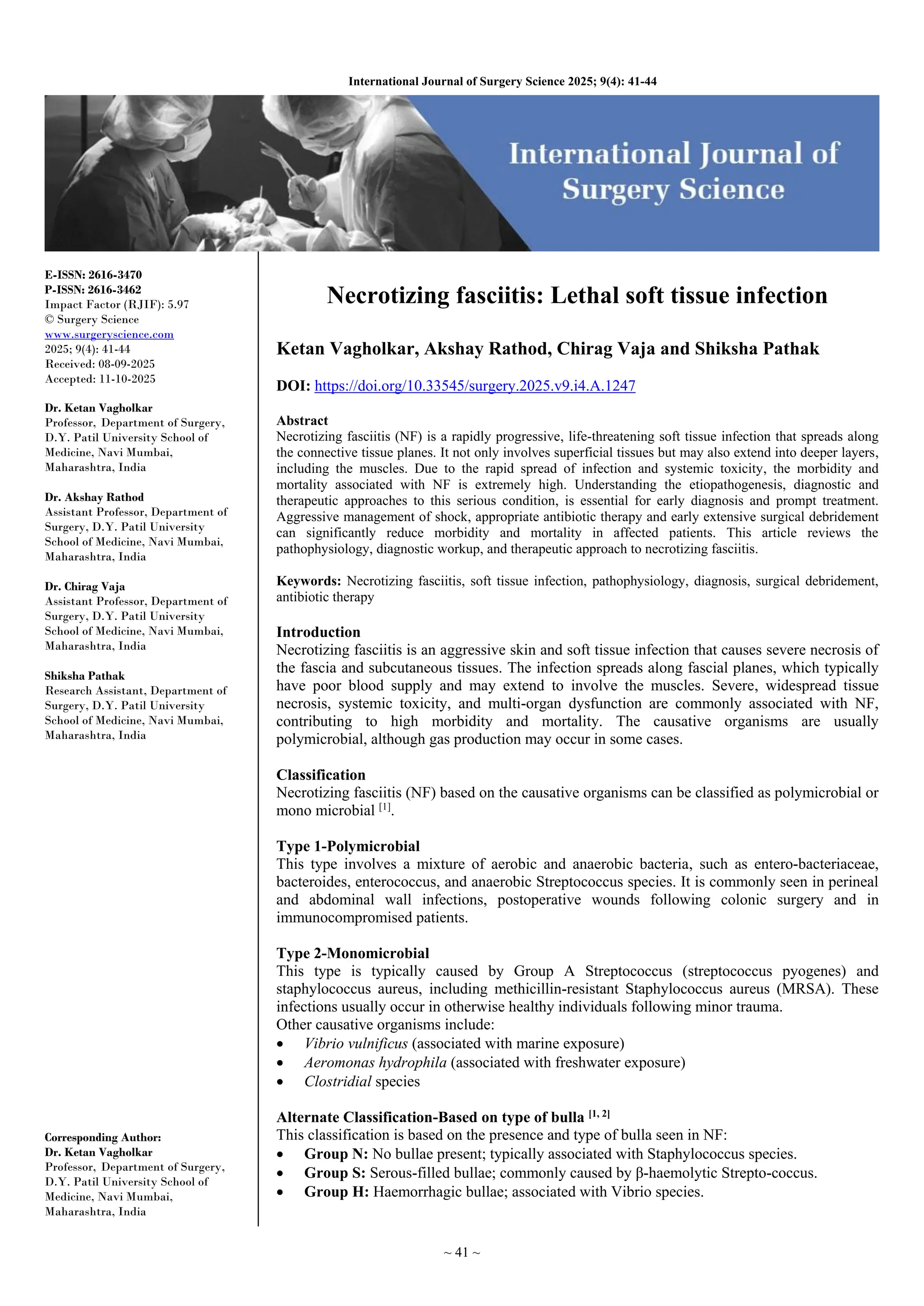 Necrotizing fasciitis: Lethal soft tissue infection | PDF