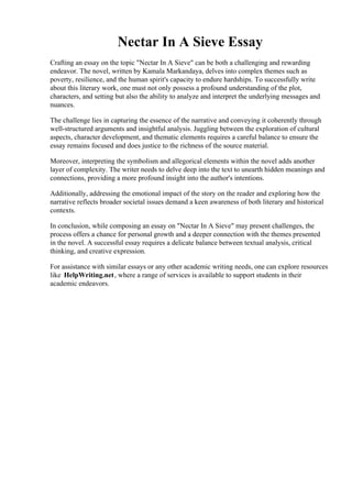 Nectar In A Sieve Essay | PDF