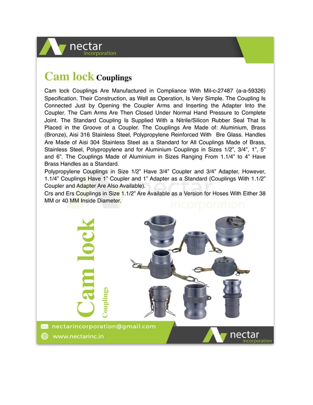 Camlock Coupling Manufacturers | PDF