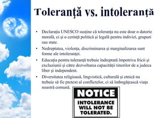 Necula ana maria proiect intoleran+úa nu va fi tolerat-â! | PDF