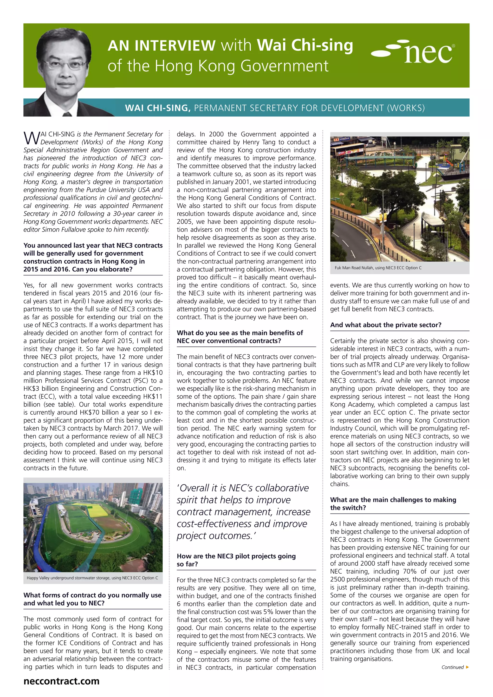 NEC Interview with Wai-Chi Sing of the HK Development Bureau | PDF