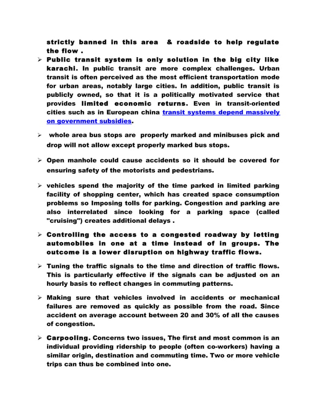 RESEARCH PROJECT ON TRAFFIC FLOW PROBLEMS & SOLUTION RASHID MINHAS ROAD ...