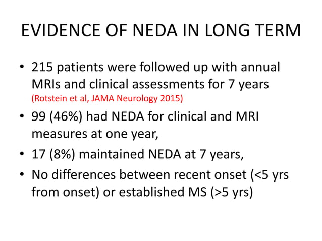 NEDA in multiple sclerosis