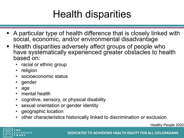 Surveillance for Health Disparities and the Social Determinants of ...