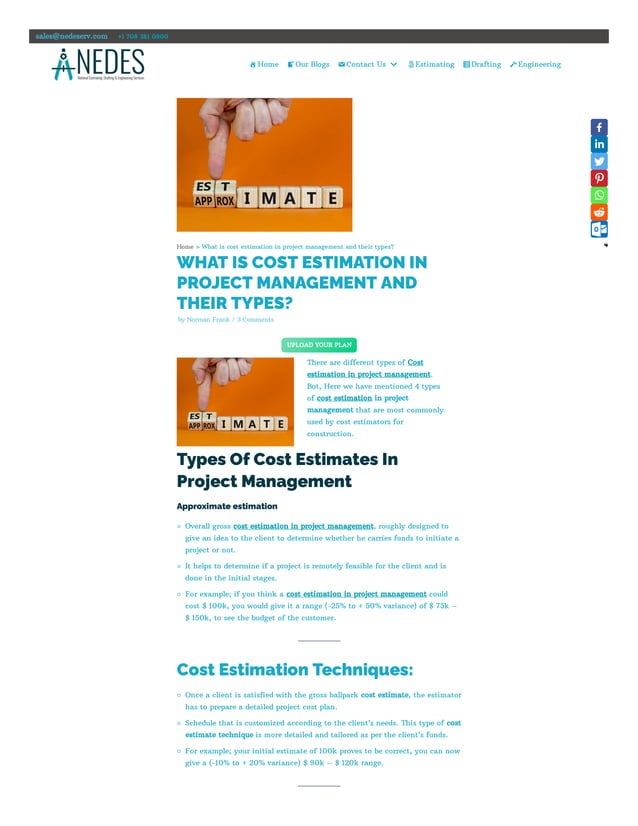 What Is Cost Estimation In Project Management And Their Types Pdf