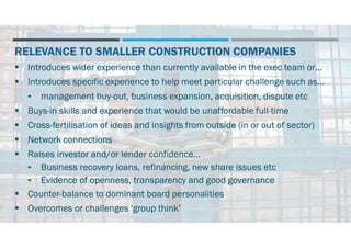 Non-Executive Directors (NEDs): Adding Value in Construction & Infrastructure | PDF | Business ...