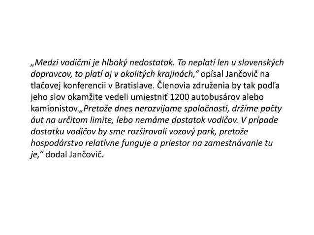 Nedostatok vodičov v nákladnej doprave | PPT