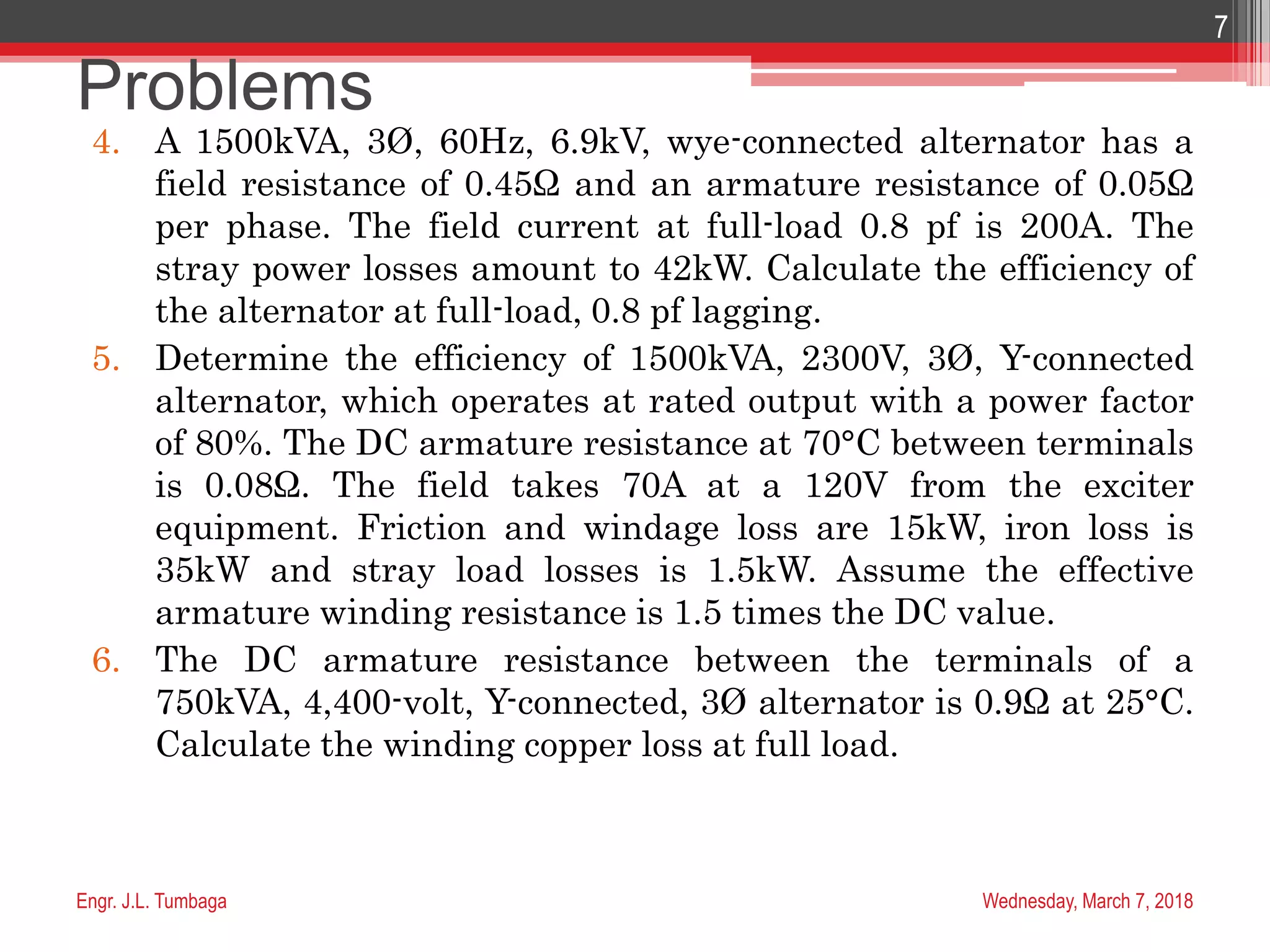 Alternator losses and efficiency | PPTX